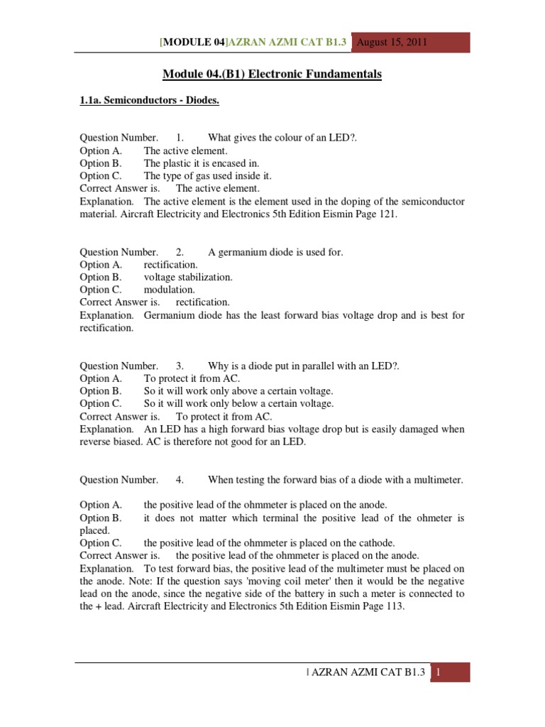 Module 04 Electronic Fundamentals 1 Pdf Pdf P N Junction Amplifier