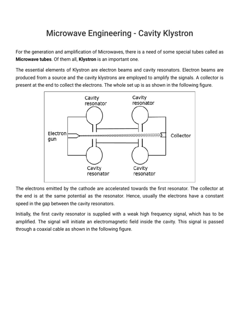 Microwave Engineering - Cavity Klystron PDF | PDF | Electrical ...