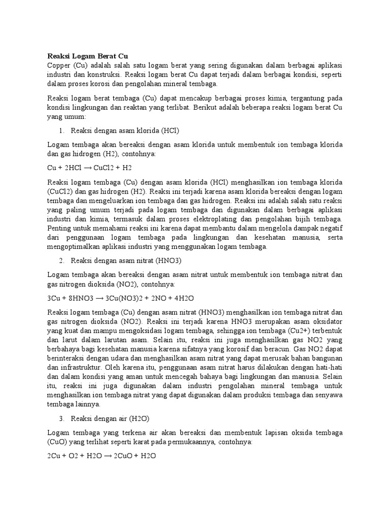 Reaksi Logam Berat Cu | PDF