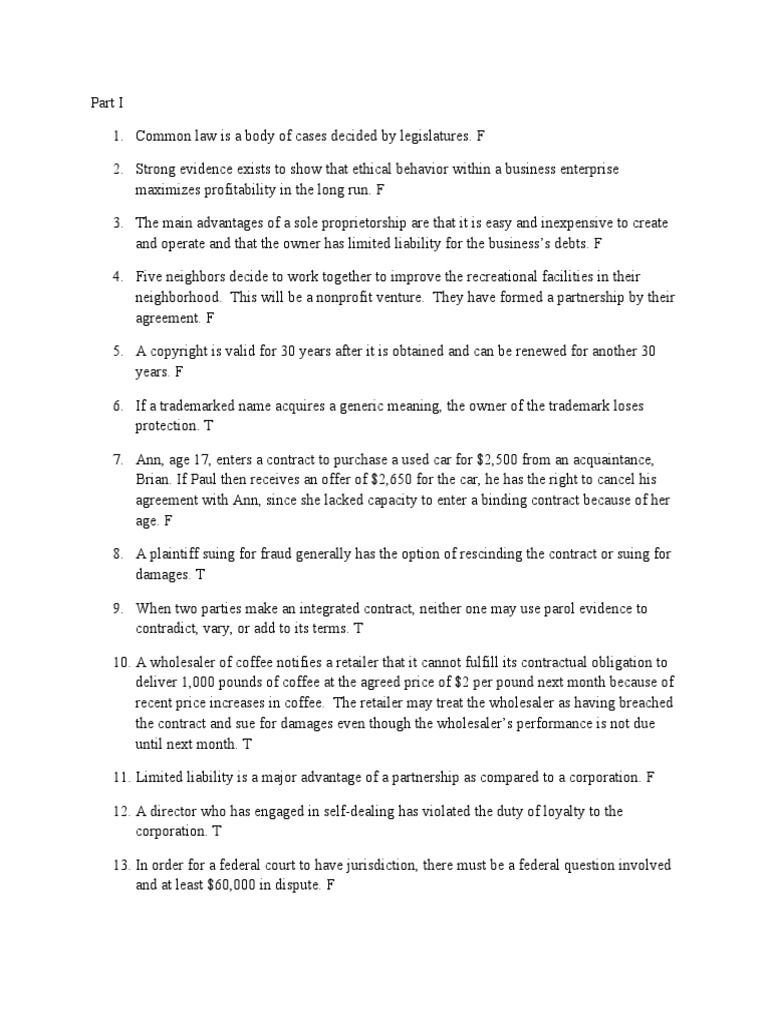 Legal-environment_Revision-for-Final-exam bản ta-tv.docx | PDF ...