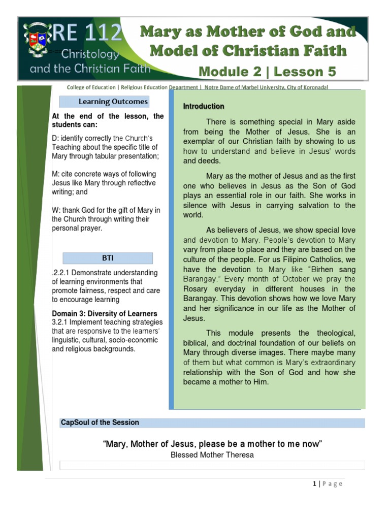 Mary As Mother and Model PDF | PDF