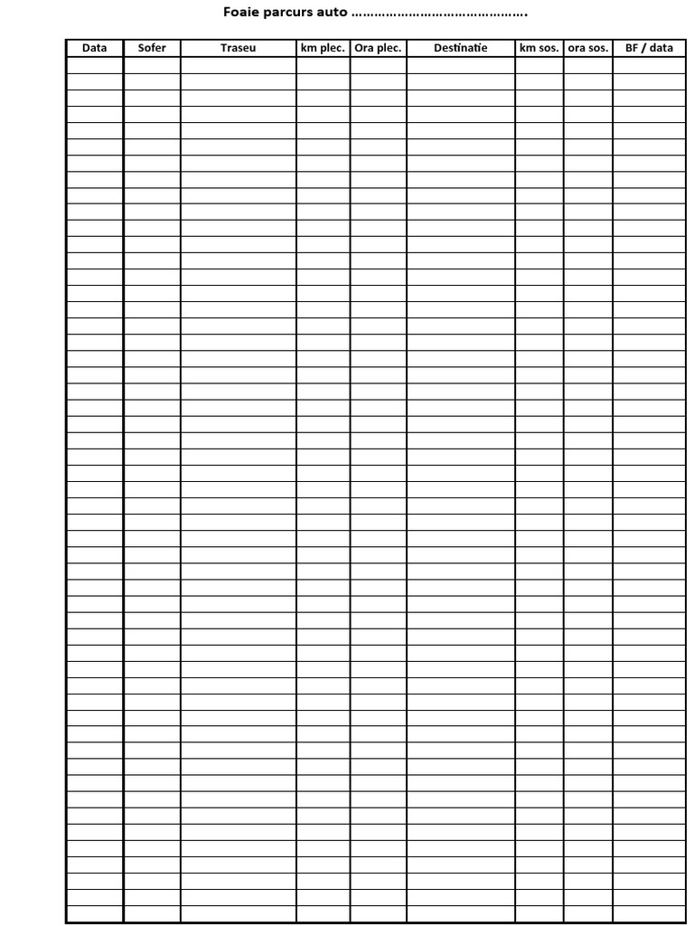 Model Foaie de Parcurs | PDF