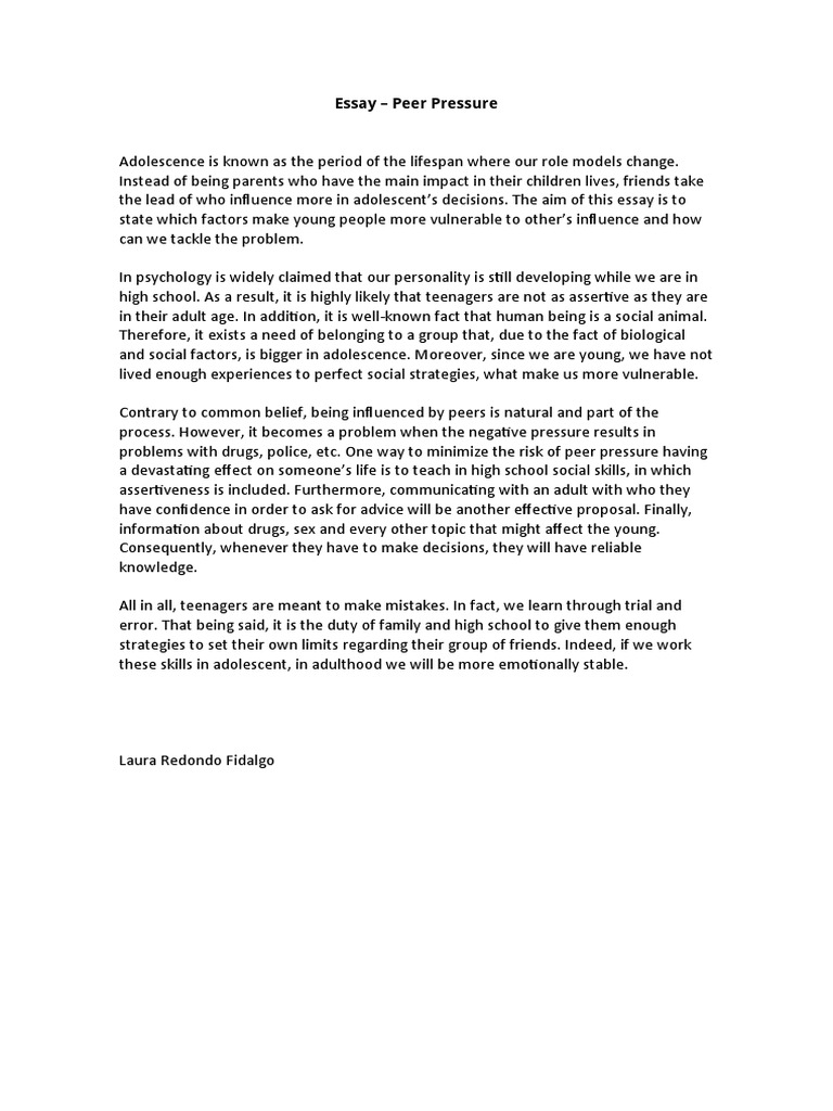 Essay - Peer pressure .docx | PDF