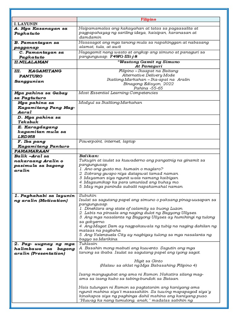 DLL-in-FILIPINO 3RD QUARTER - WEEK 7 | PDF