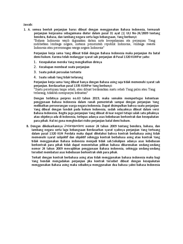 Jawaban Hkum4402 Tugas 1 | PDF