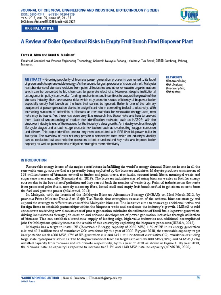 EFB As Fuel For Biomass Boilers PDF | PDF | Boiler | Steam
