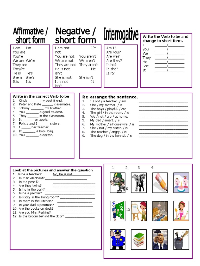 Verb To Be: Forms and Exercises | PDF