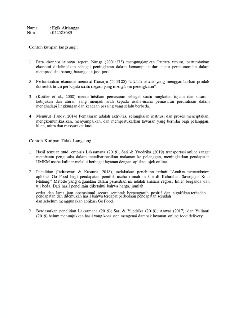 Kutipan Langsung Dan Tidak Langsung | PDF