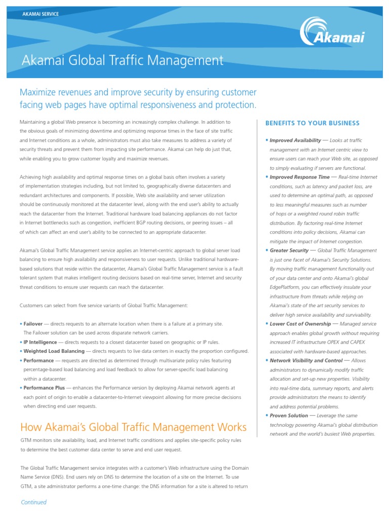 Akamai Global Traffic Management | PDF