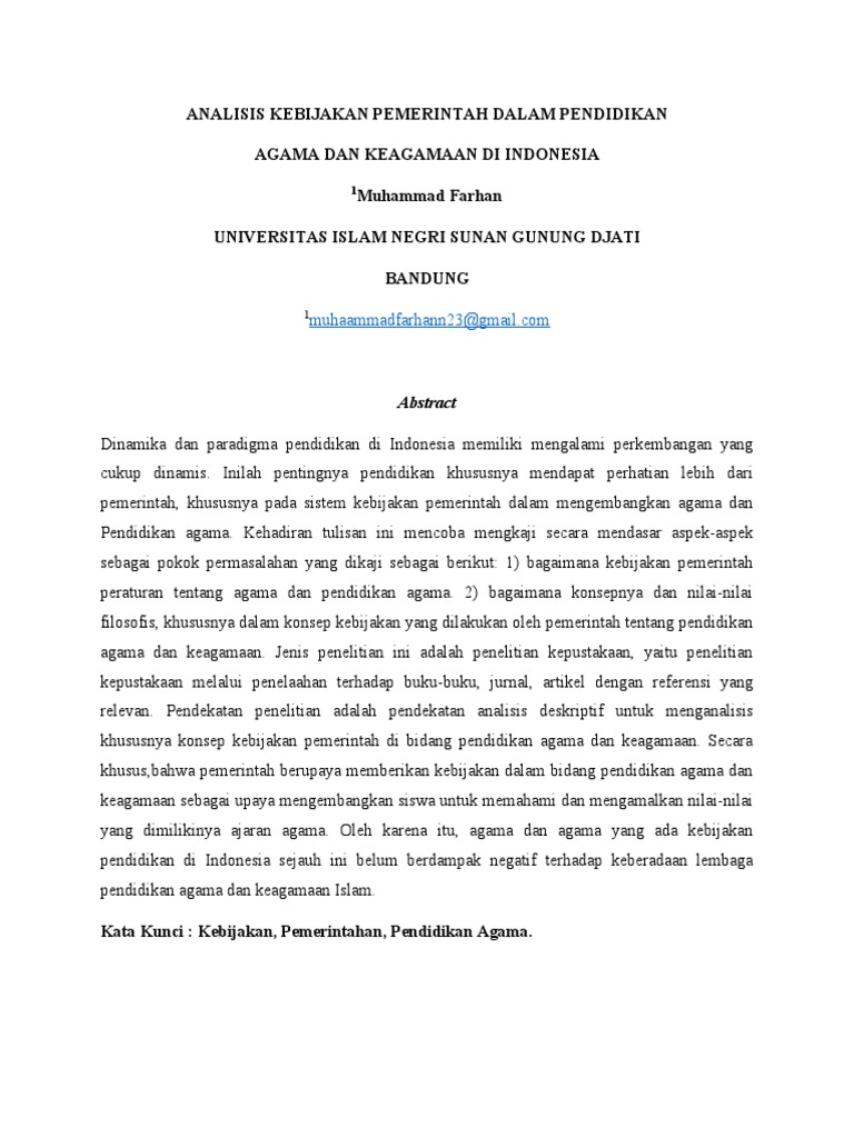 ANALISIS KEBIJAKAN PEMERINTAH DALAM PENDIDIKAN | PDF