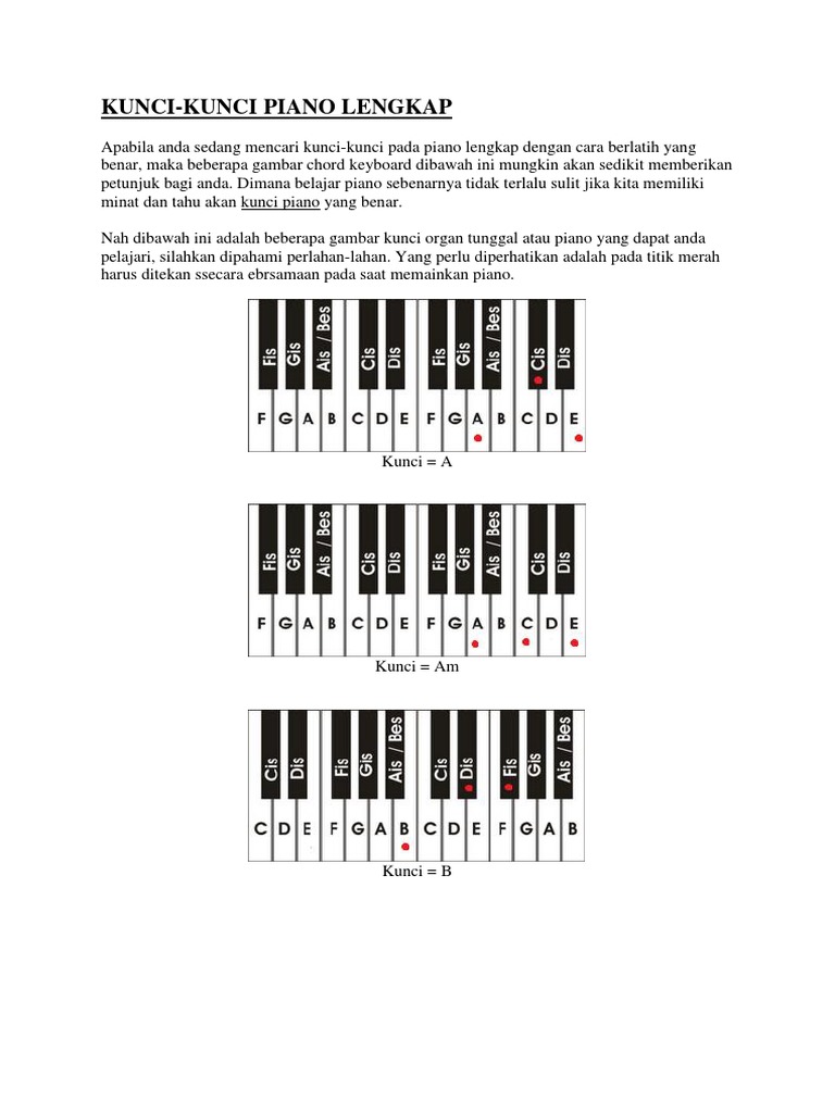 Kunci-Kunci Piano Lengkap PDF | PDF