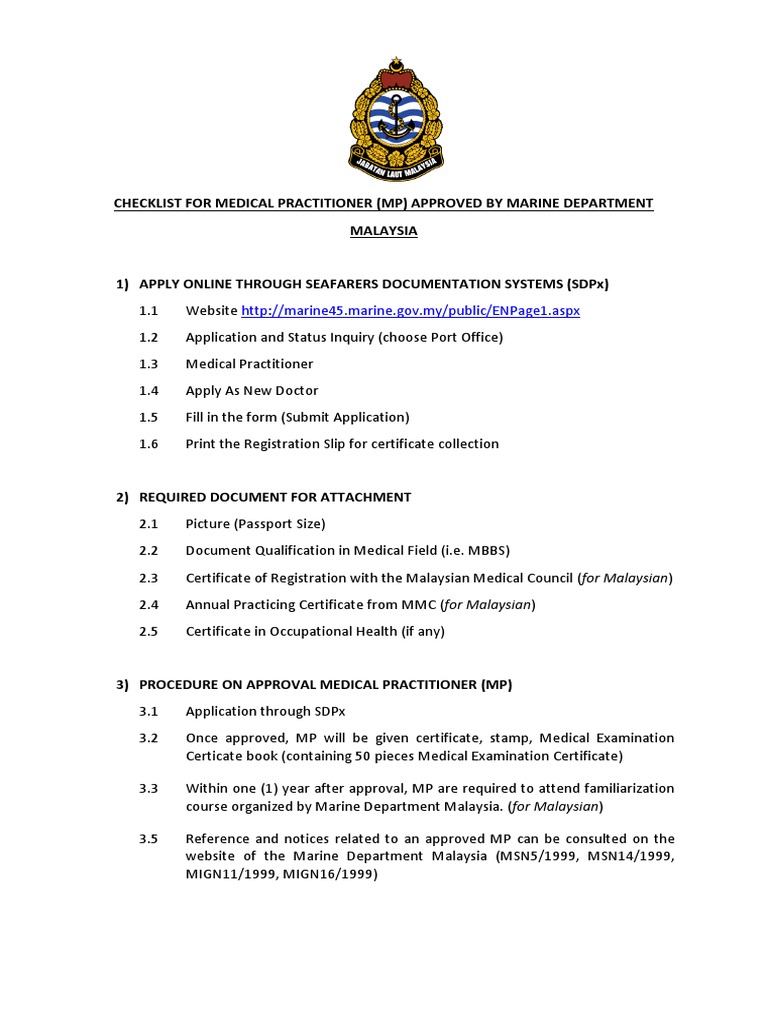 Checklist Medical Practitioner PDF | PDF