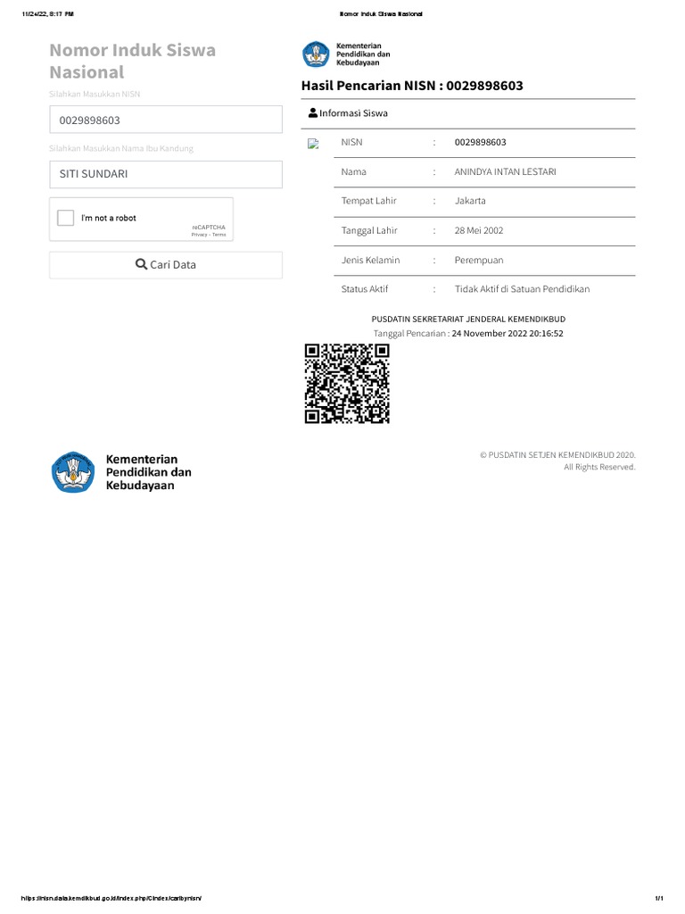 NISN Anindya Intan Lestari PDF | PDF