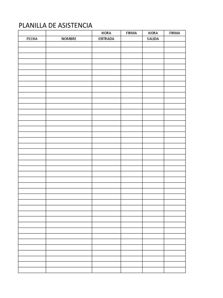 Planilla de Asistencia Diaria | PDF