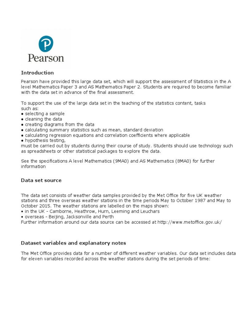 DataSet 1 | PDF | Statistics | Pascal (Unit)