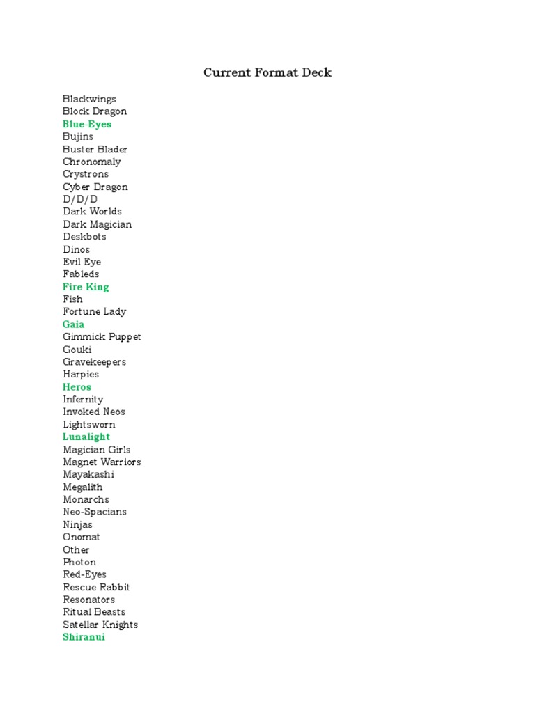 Current Format Deck | PDF