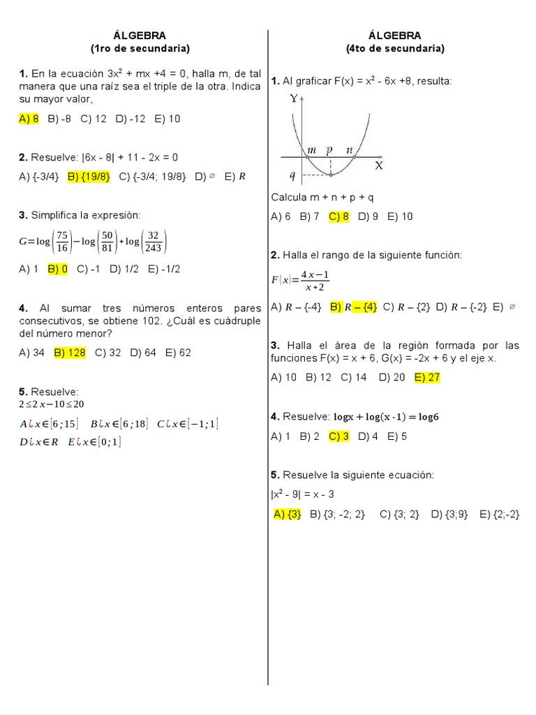 ÁLGEBRA-eva. Procesoo II | PDF | Matemáticas | Objetos matemáticos
