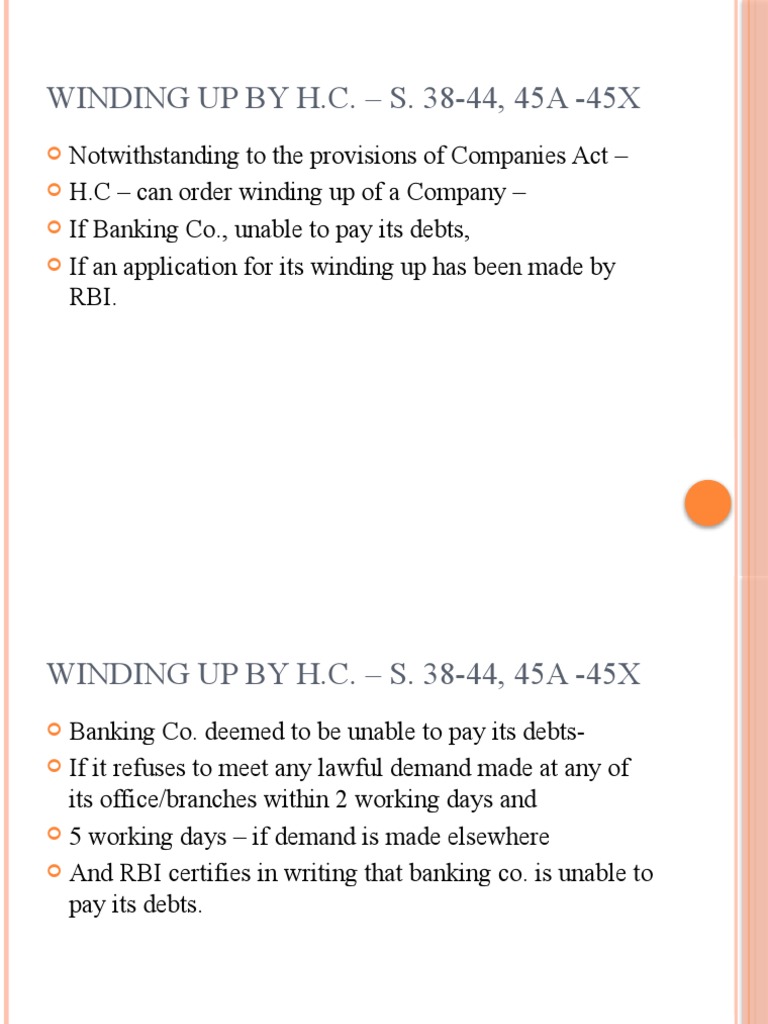 Winding Up of Banking Companies Explained | PDF