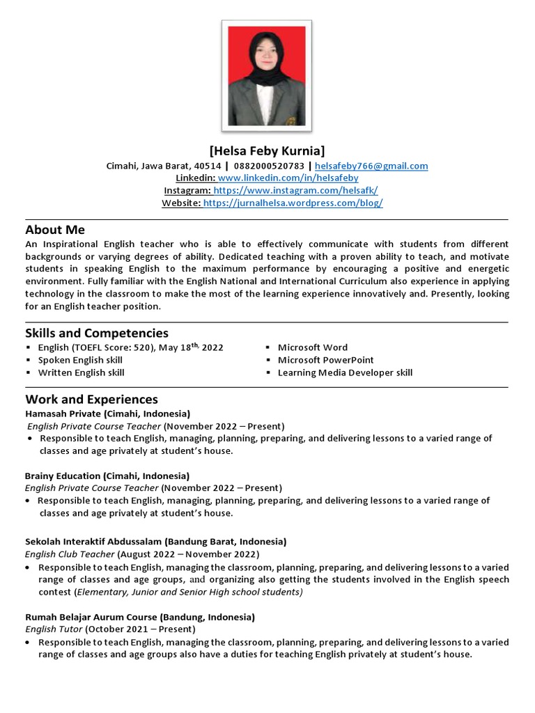 Inspirational English Teacher Profile | PDF
