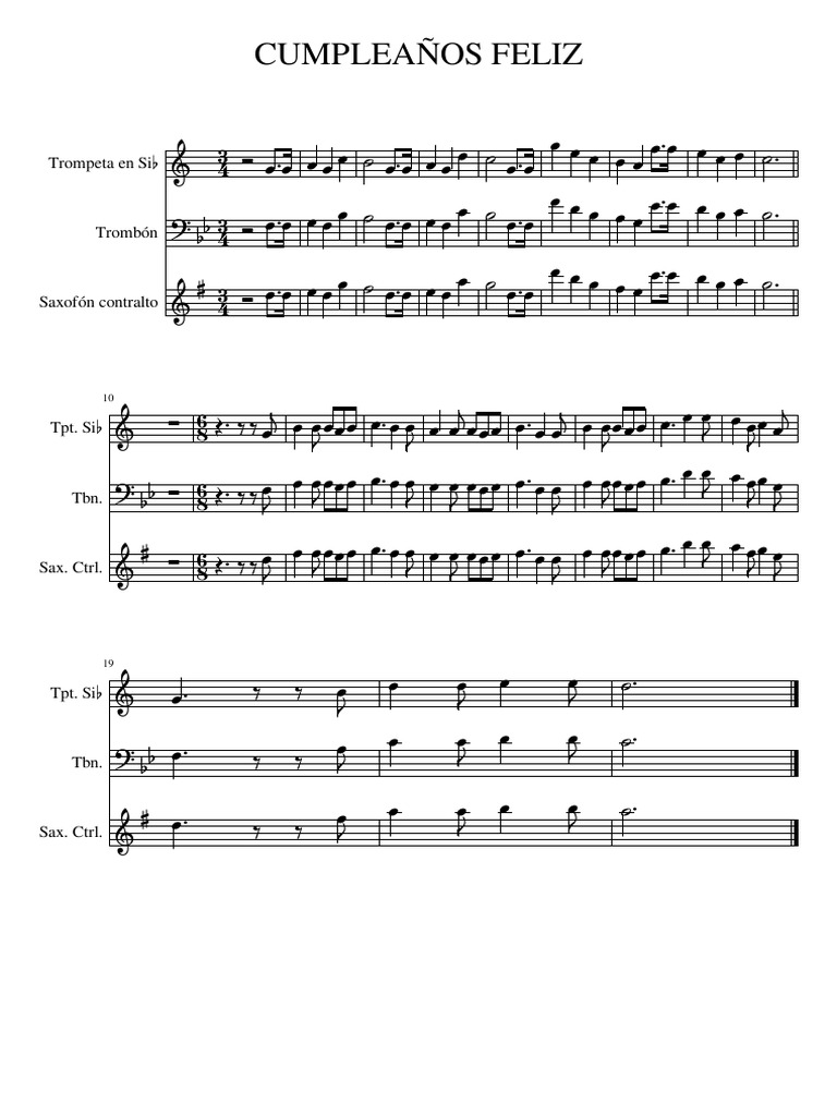 Partitura Cumpleaños Feliz 1 | PDF