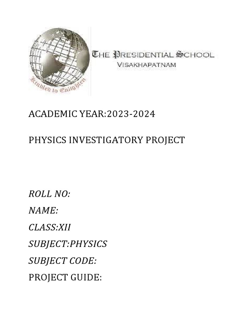 Physics Project 2023-2024 | PDF