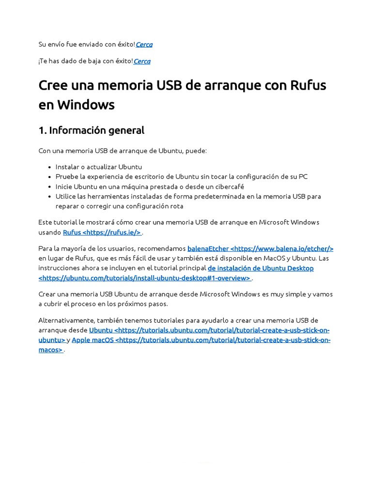 Cree Una Memoria USB de Arranque Con Rufus PDF | PDF | Memoria USB | Microsoft Windows