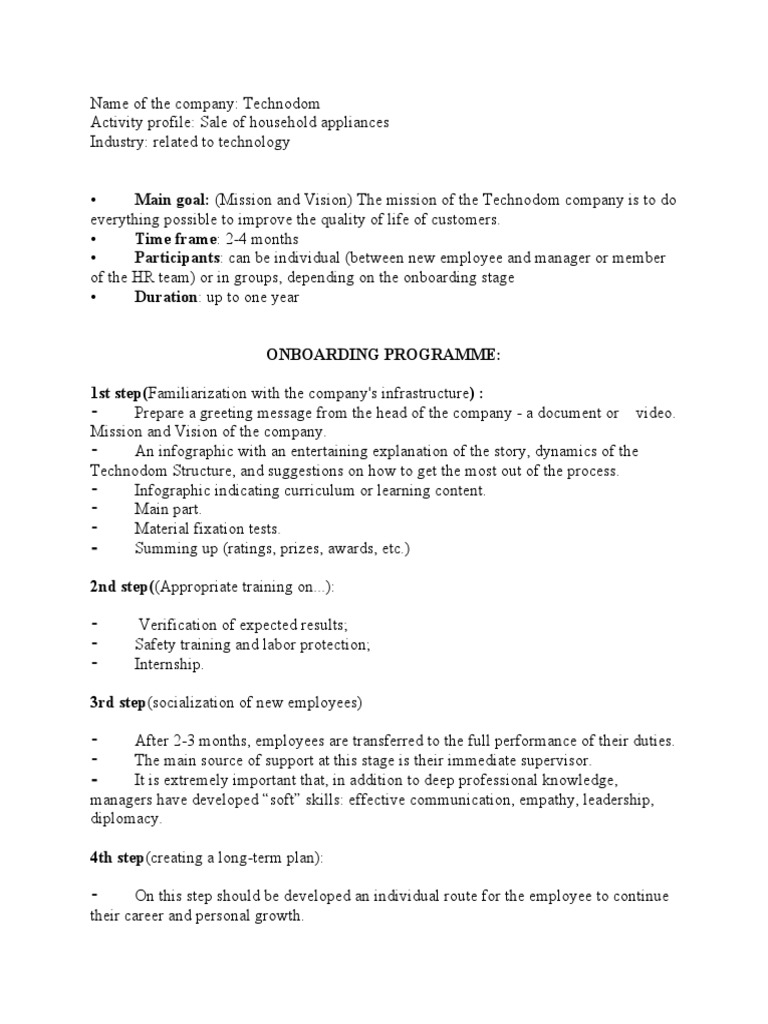 Technodom Onboarding Program Overview | PDF