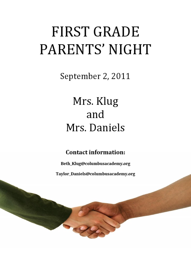 First Grade Parents' Night: Mrs. Klug and Mrs. Daniels | PDF | Reading ...