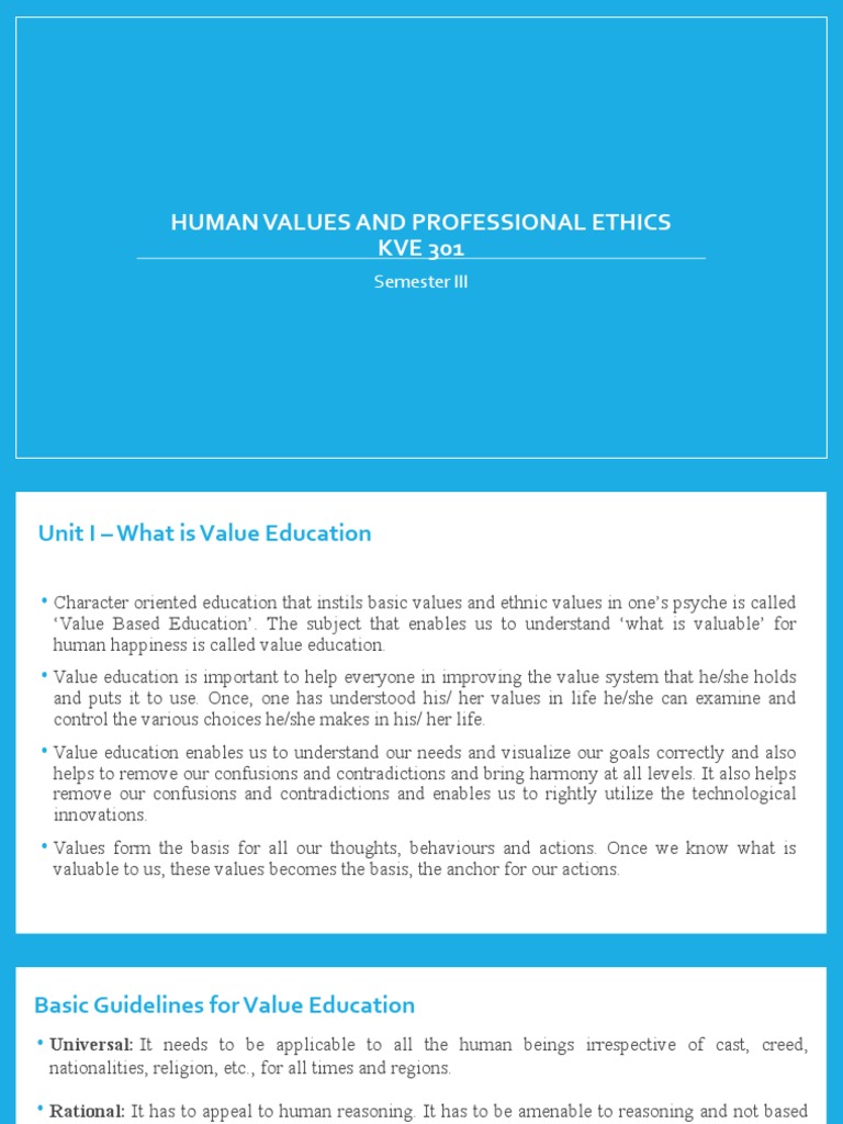 Human Values and Professional Ethics | PDF