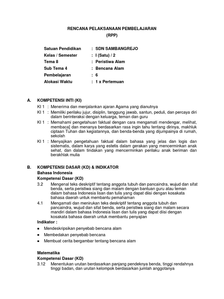 RPP Kelas 3 PDF | PDF