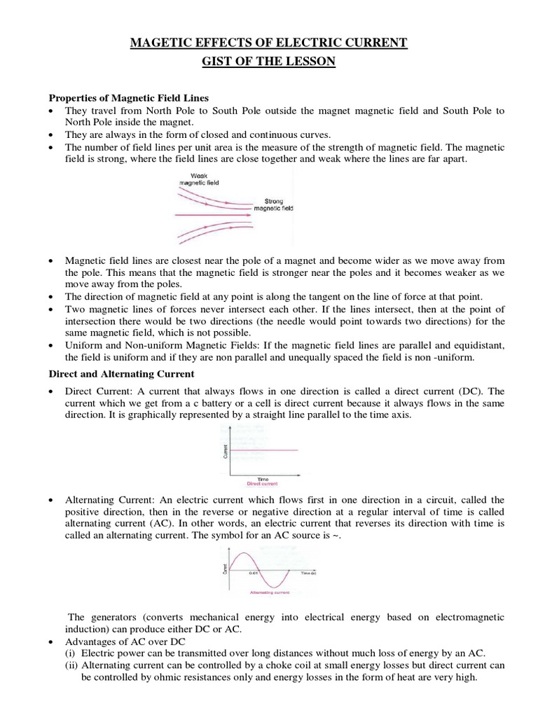 Magnetic Effects of Electric Current | PDF | Magnetic Field ...