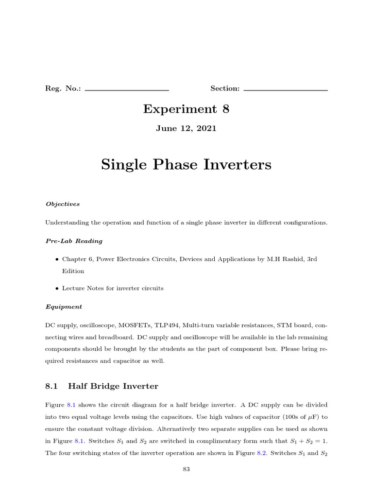 Lab Manual 8 Inverters PDF | PDF