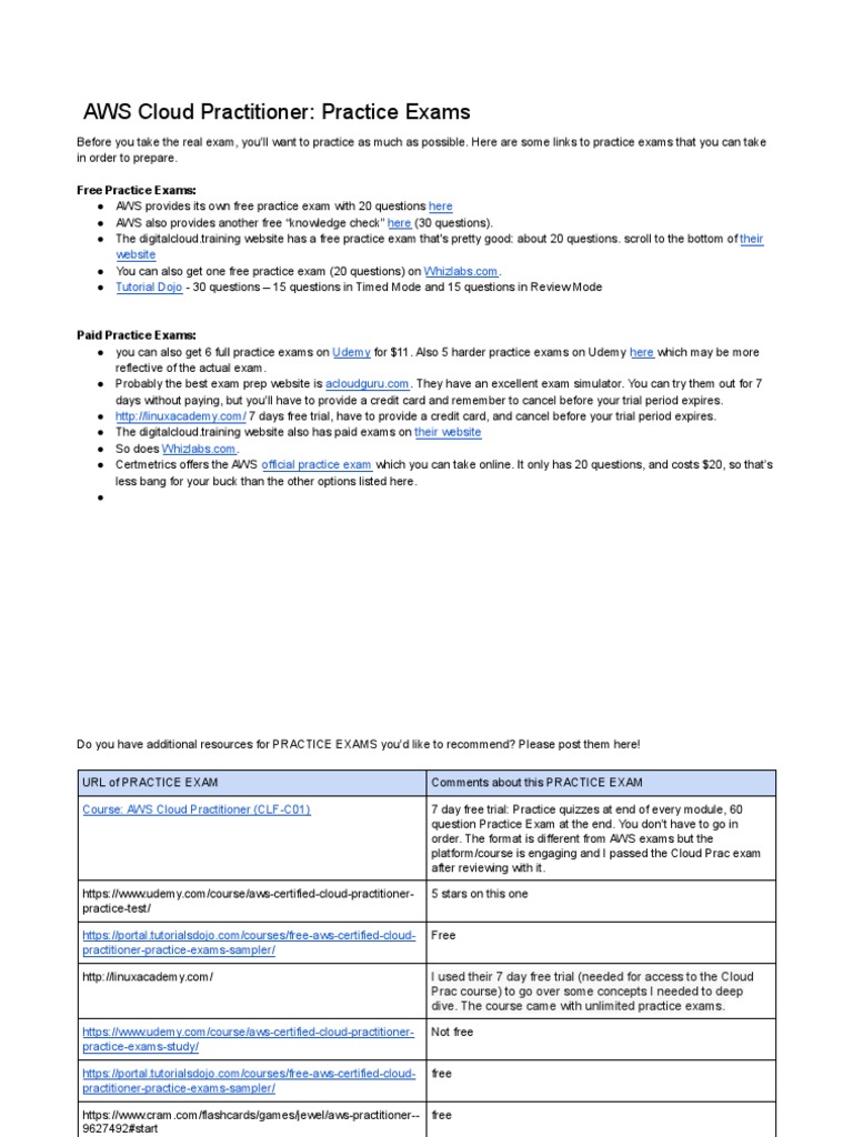AWS Cloud Practitioner - Practice Exams | PDF