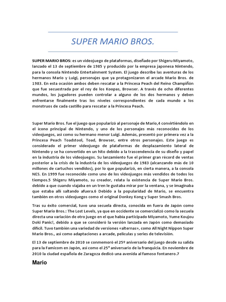 Super Mario Bros PDF | PDF