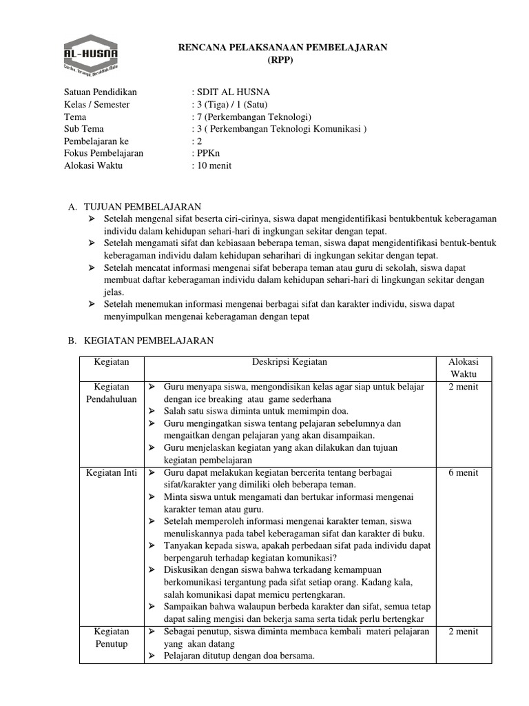 Rencana Pembelajaran PKN Kelas 3 Tema7 ST 3 PDF | PDF