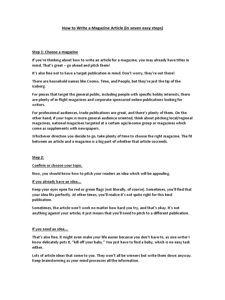 Magazine Article Writing PDF | PDF