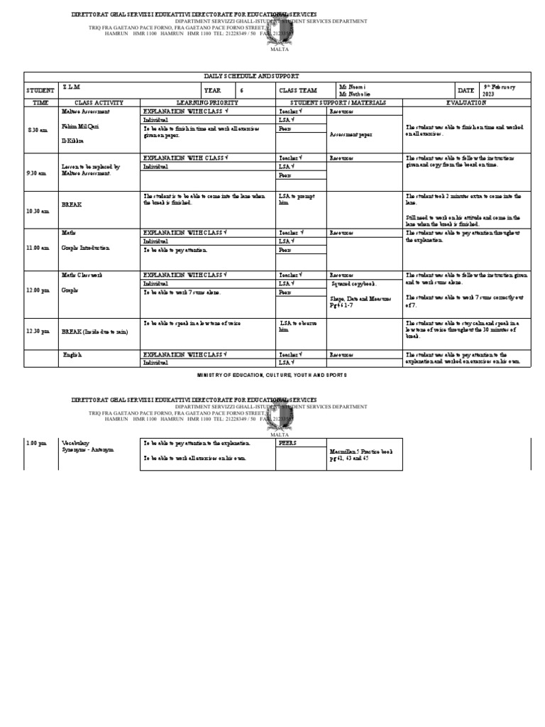 DAILY - SCHEDULE - AND - SUPPORT Day 4 | PDF DAILY - SCHEDULE - AND - SUPPORT Day 4 | PDF