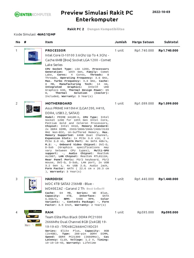 Simulasi - Rakit PC 2 - Enterkomputer Jual Beli Online Komputer, Rakit ...