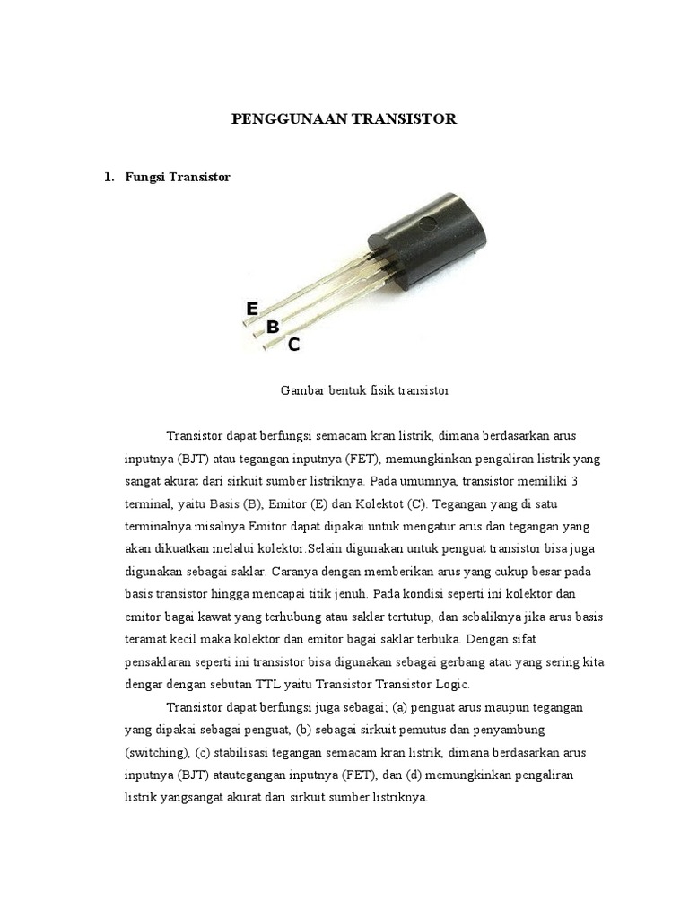 Panduan Dasar Transistor | PDF