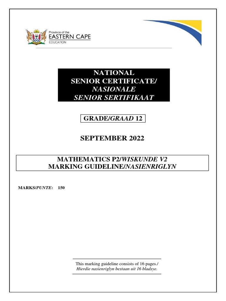 MATHS P2 GR12 MEMO SEPT 2022 - Afr+English PDF | PDF