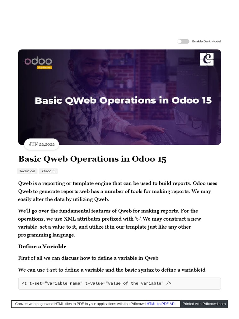 Cybrosys Com Blog Basic Qweb Operations In Odoo 15 Pdf