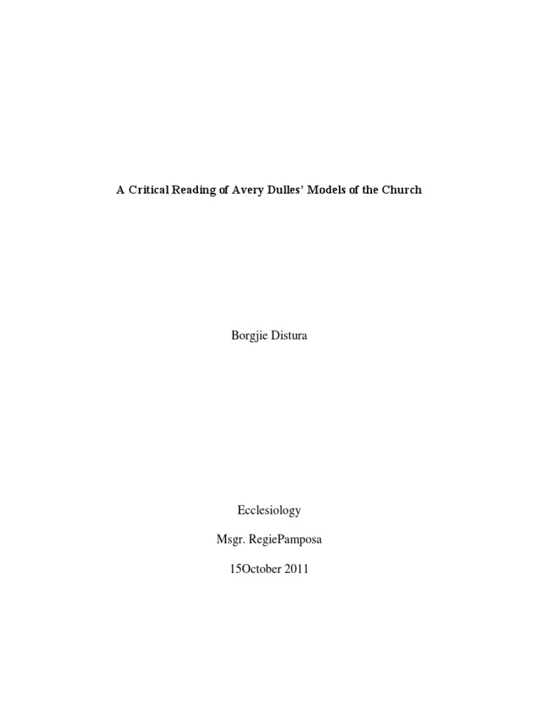 A Critical Reading of Avery Dulles Model PDF | PDF | Christian Church ...