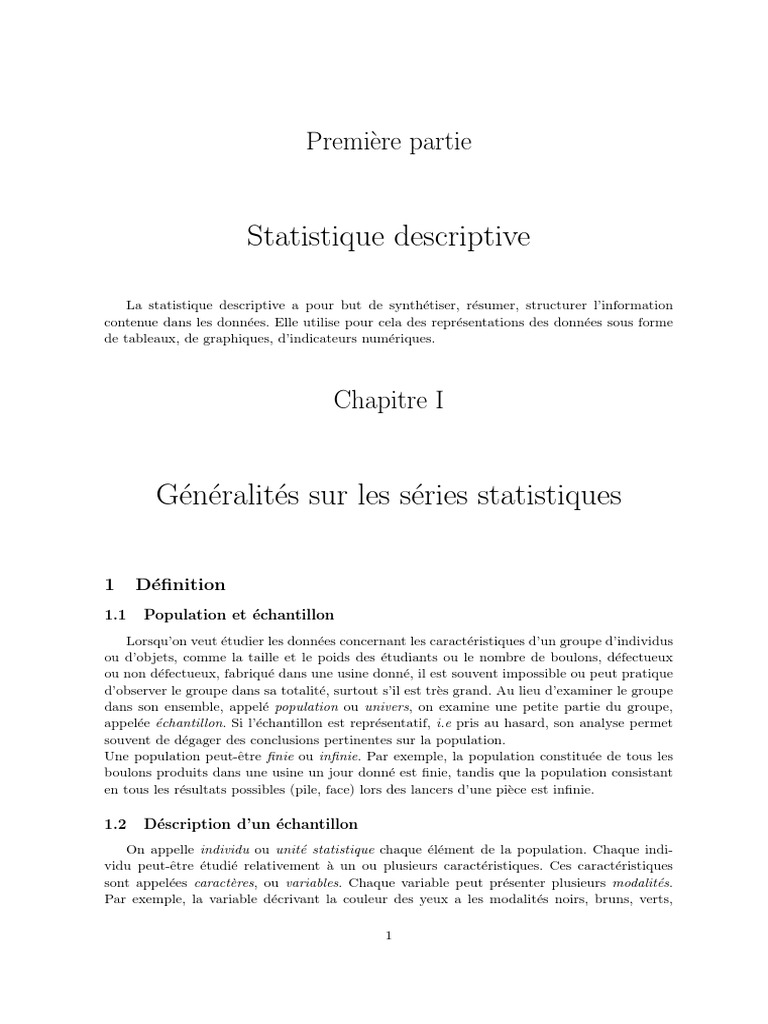 Chp1 PDF | PDF | Statistiques | Statistique descriptive