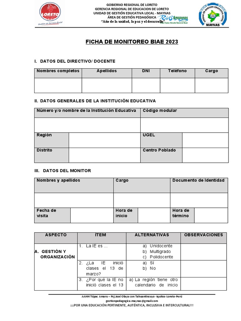 Ficha Biae Ugel 2023 | PDF