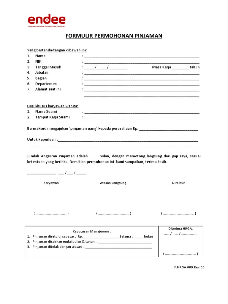 009 Formulir Pengajuan Pinjaman.doc | PDF