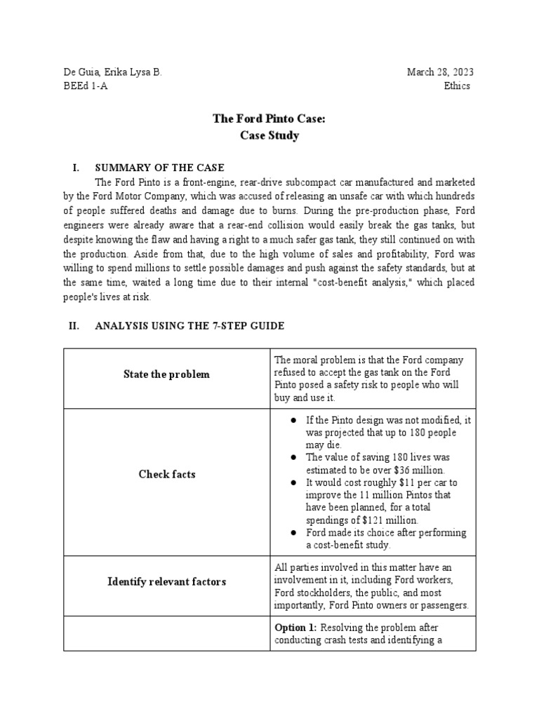 Ford Pinto Case | PDF