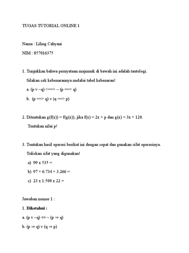 Tugas 1 Tuton MTK | PDF