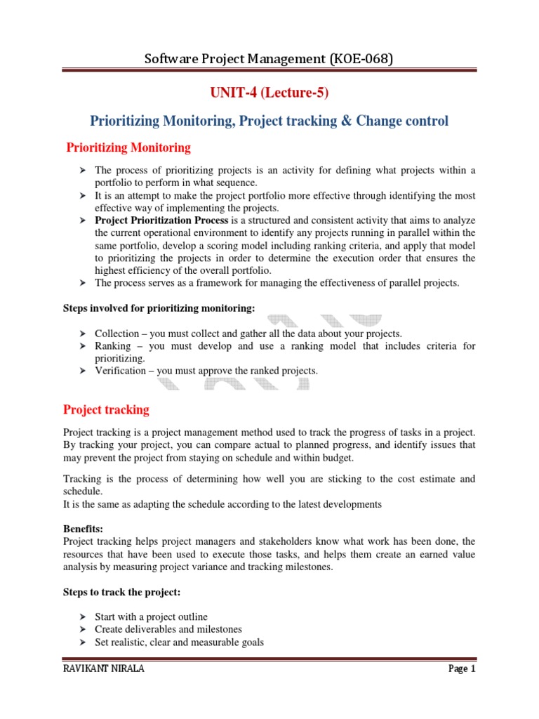 Project Tracking and Change Control Guide | PDF | Project Management ...