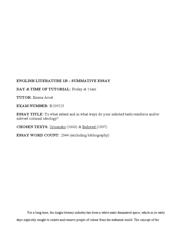 B205525 - 2000 Word Essay | PDF | Postcolonialism