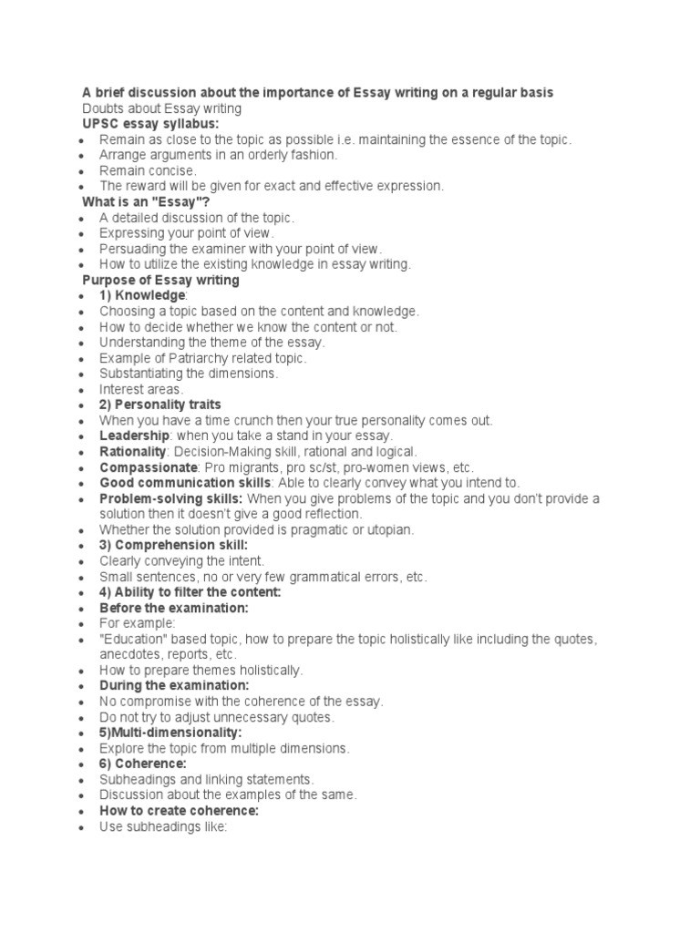 A Comprehensive Guide to Effective Essay Writing for UPSC Examinations ...